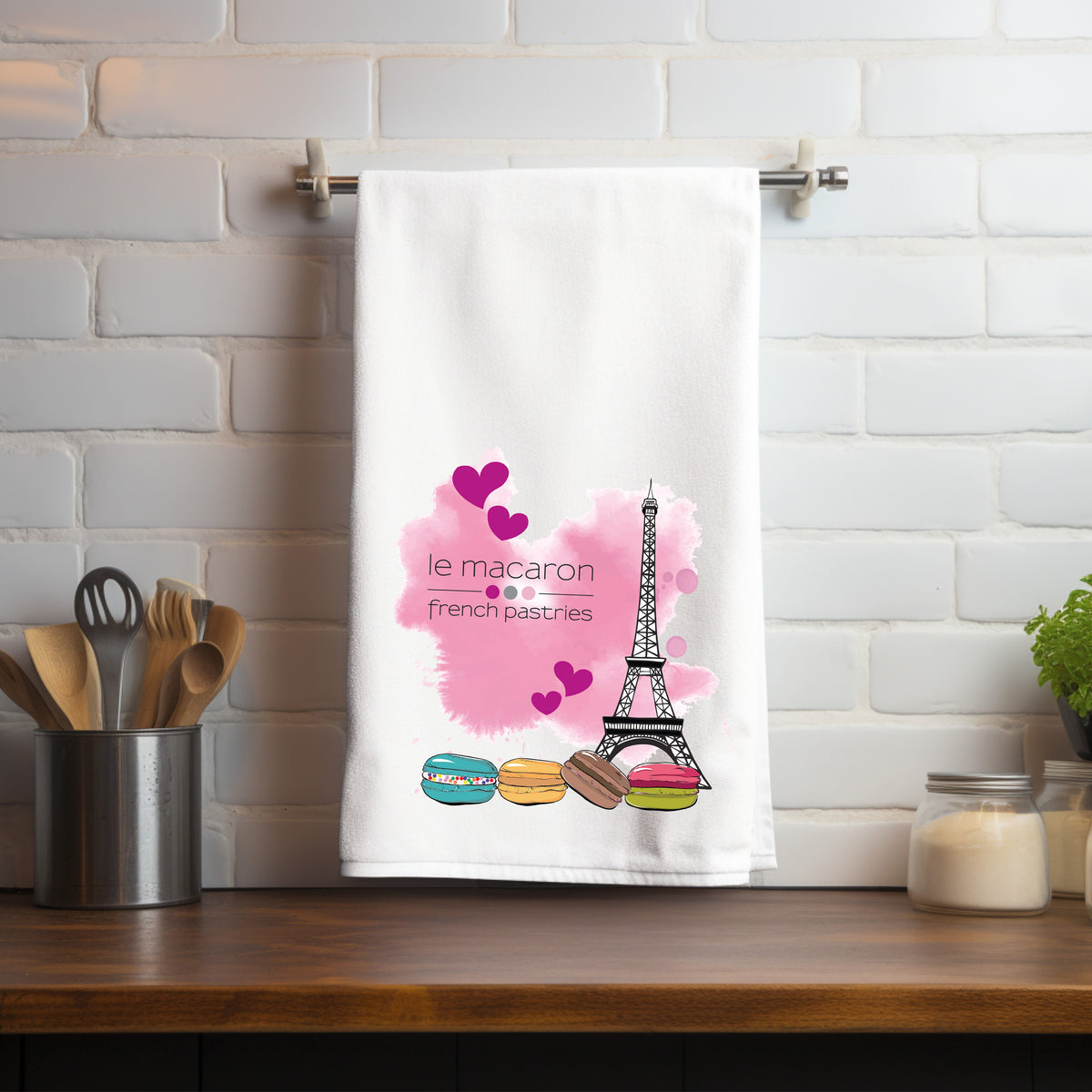 Le Macaron Logo Paris Kitchen Tea Towels White (set of 12 or 24pcs ...